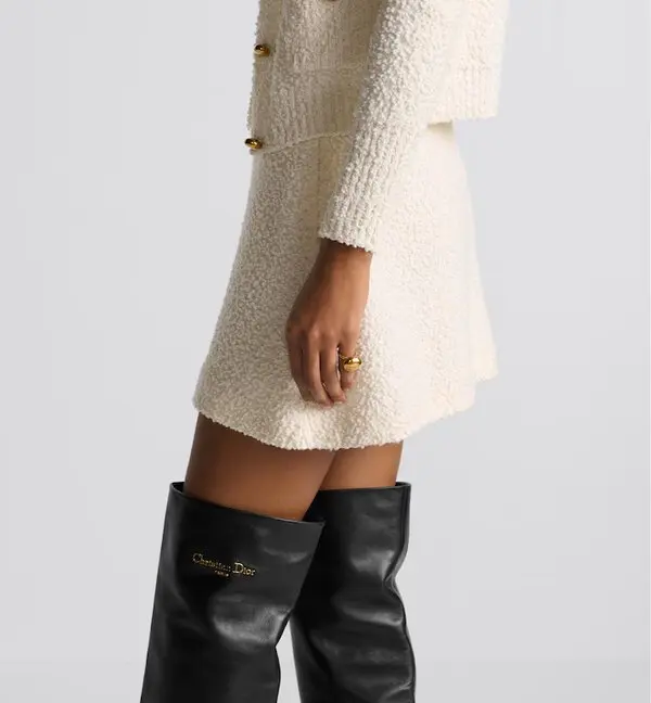 Dior Flared Mini Skirt With Logo Detail - Beige