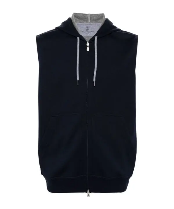 Brunello Cucinelli Drawstring Sleeveless Hoodie - Black