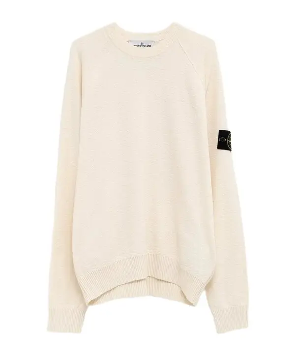 Stone Island Logo Patch Crewneck Jumper - Ivory