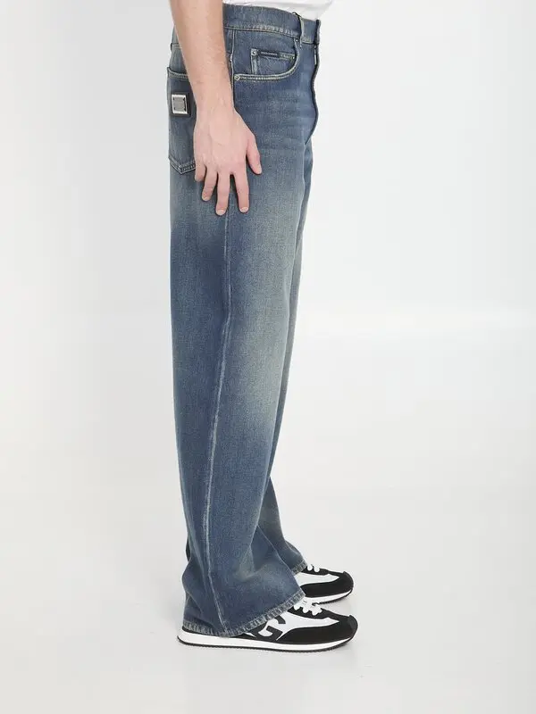 Dolce & Gabbana Logo Plaque Wide Leg Jeans