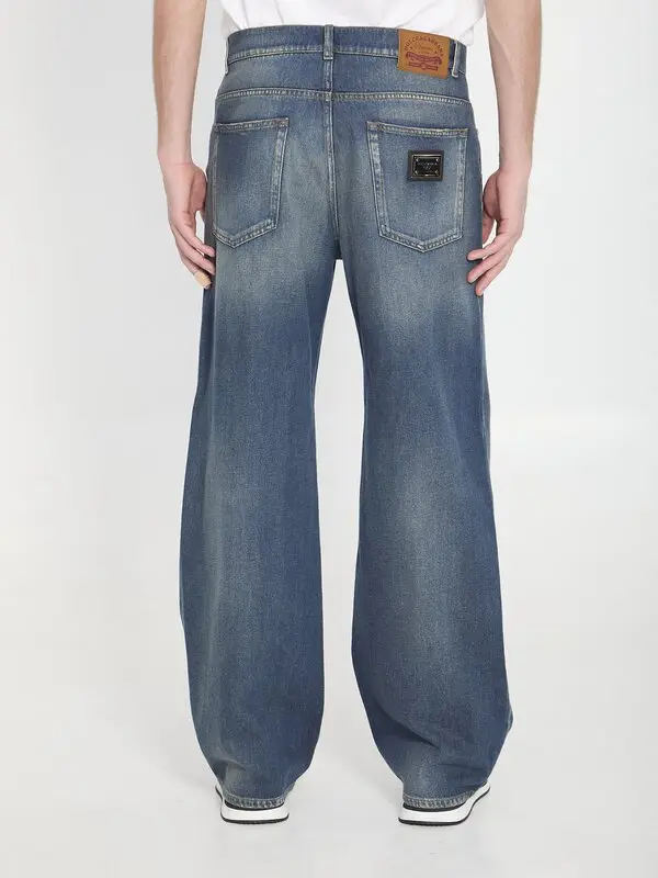 Dolce & Gabbana Logo Plaque Wide Leg Jeans