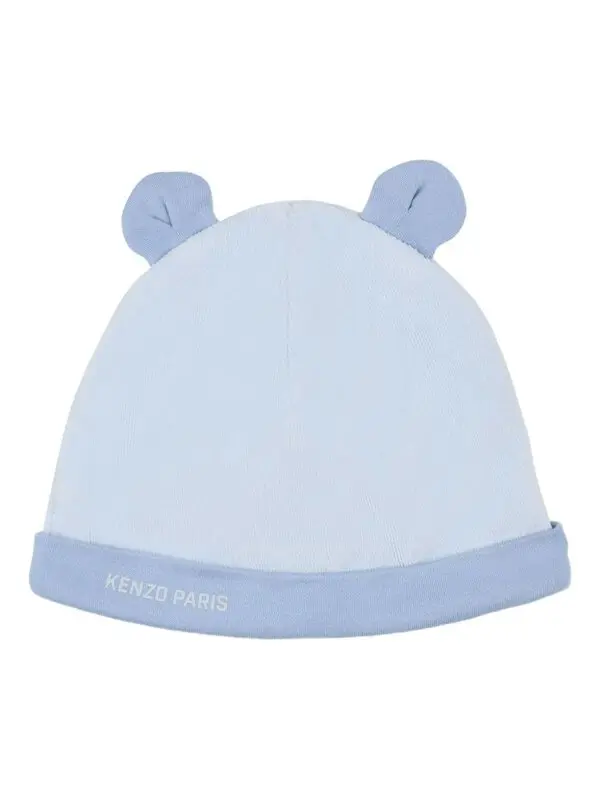 Kenzo Elephant Print Bodysuit, Hood, And Bib Set - Light Blue