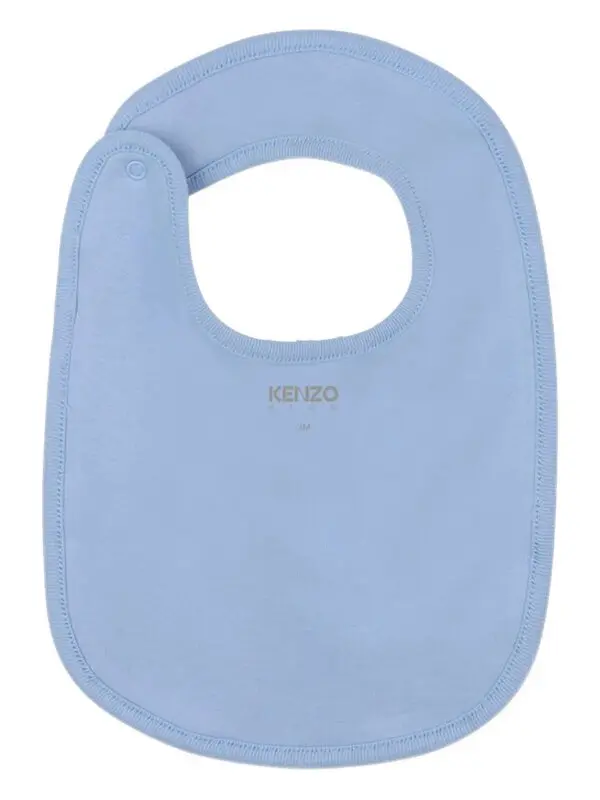 Kenzo Elephant Print Bodysuit, Hood, And Bib Set - Light Blue