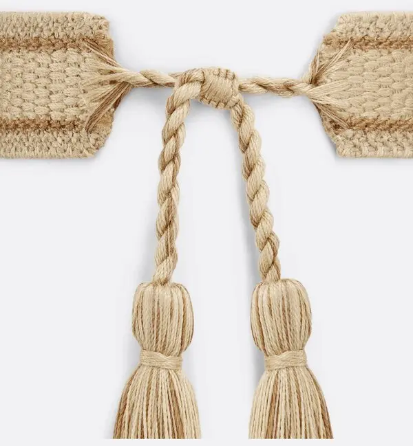 Dior Embroidered Bracelet Set With Tassels - White/sand