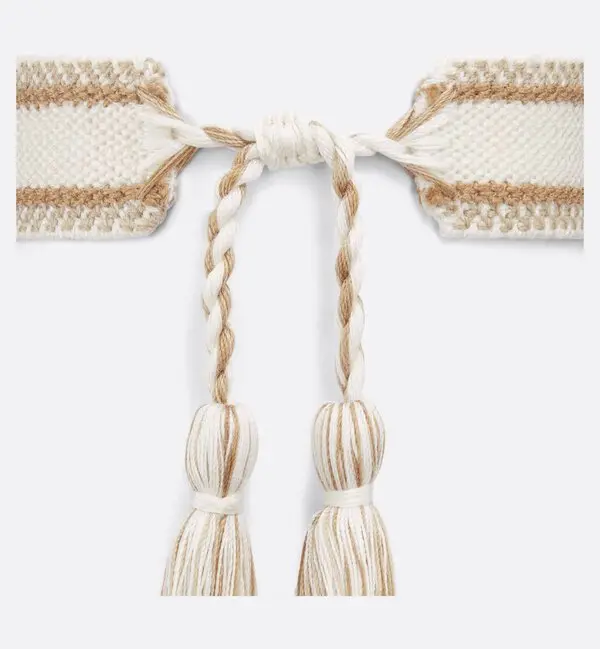 Dior Embroidered Bracelet Set With Tassels - White/sand