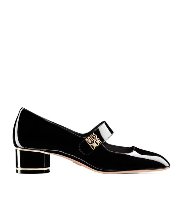 Dior Patent Leather Mary Jane Pumps With Logo Detail