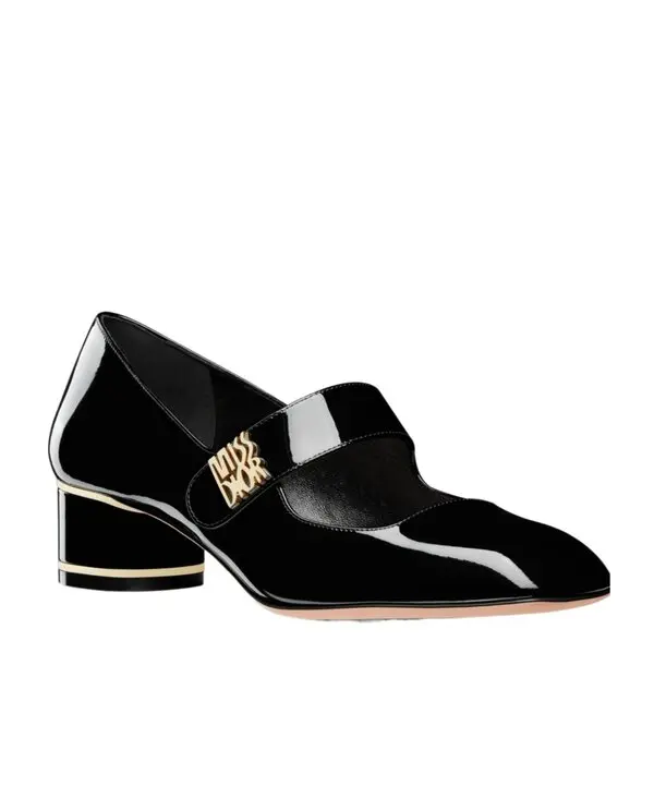Dior Patent Leather Mary Jane Pumps With Logo Detail