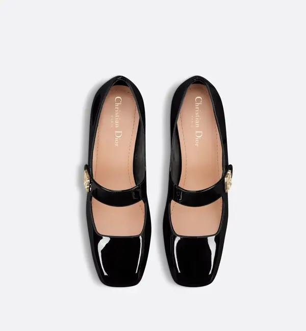 Dior Patent Leather Mary Jane Pumps With Logo Detail