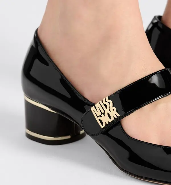 Dior Patent Leather Mary Jane Pumps With Logo Detail