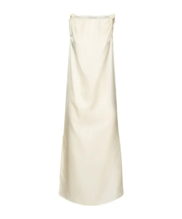 Loulou De Saison Moun Sleeveless Draped Silk Midi Dress - White
