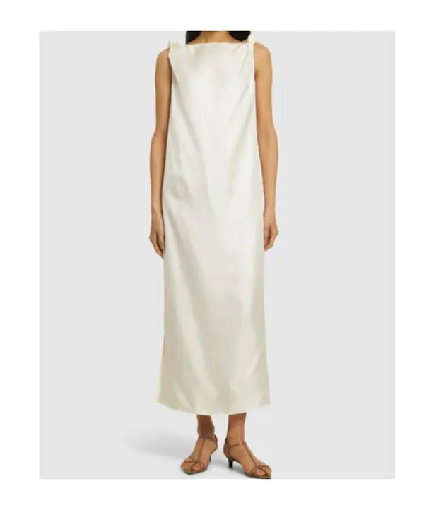 Loulou De Saison Sleeveless Draped Silk Midi Dress - White
