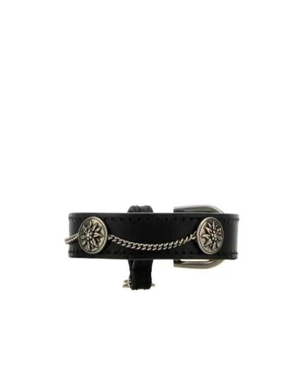 Prada Adjustable Leather Ring Bracelet - Black