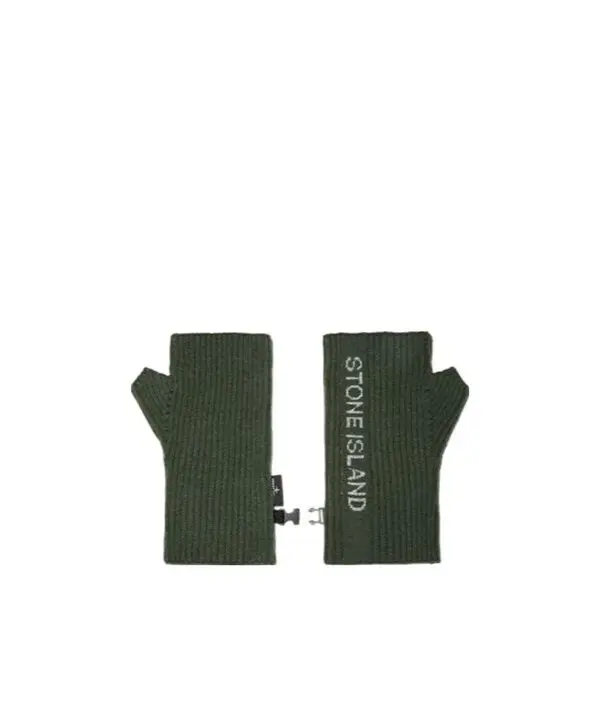 Stone Island Ribbed-knit Fingerless Gloves - Green