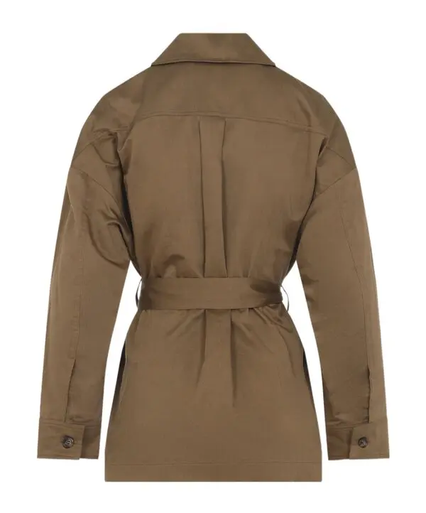 YVES SALOMON Belted Linen Shirt Jacket - Brown