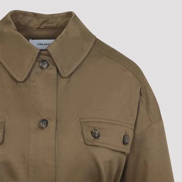 YVES SALOMON Belted Linen Shirt Jacket - Brown