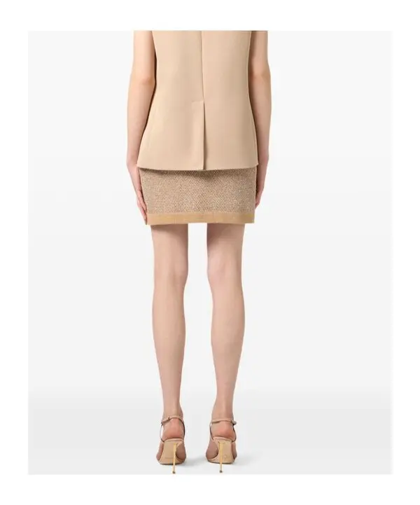 Elisabetta Franchi Sequined Knit Skirt - Nude