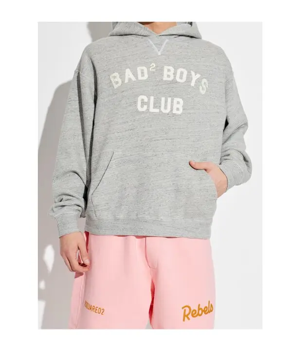 Dsquared2 Long Sleeve Logo Embroidered Hoodie - Grey
