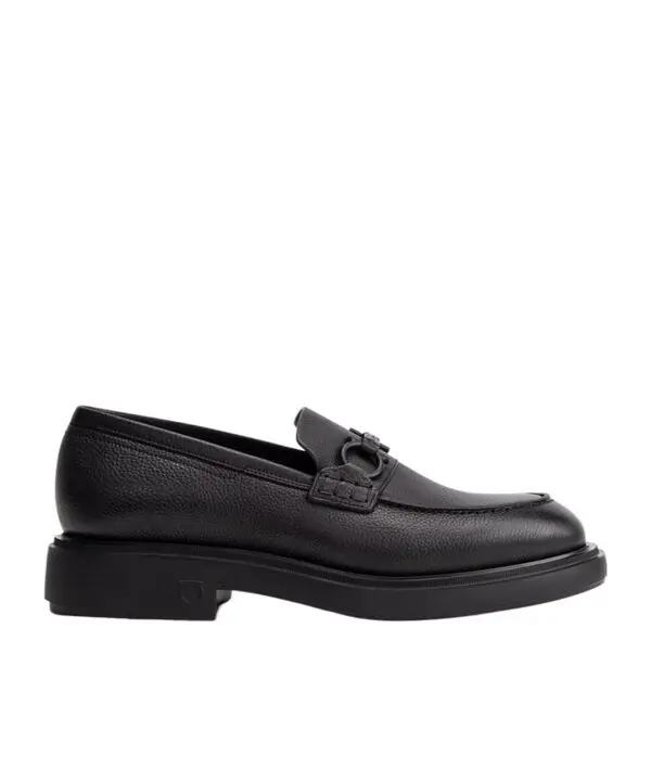 FERRAGAMO Gancini Buckled Loafers - Black