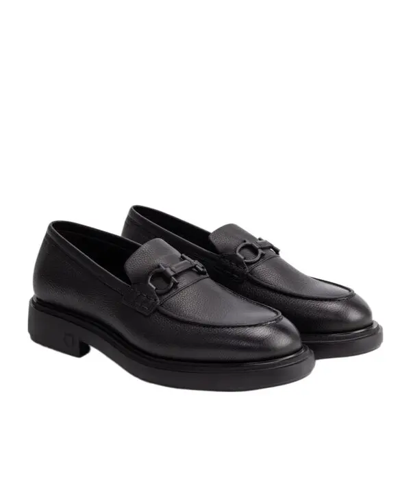 FERRAGAMO Gancini Buckled Loafers - Black