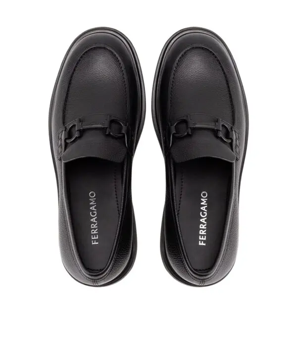 FERRAGAMO Gancini Buckled Loafers - Black