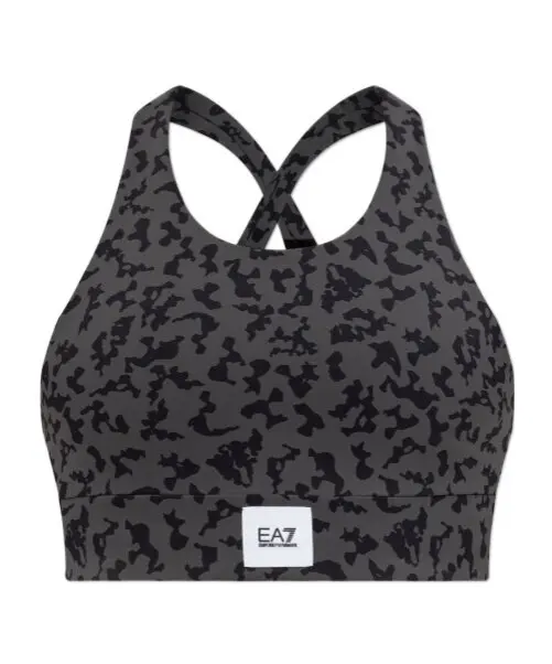 EA7 Leopard Print Cross-back Top