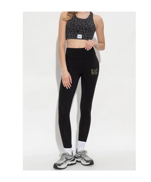 EA7 Leopard Print Cross-back Top