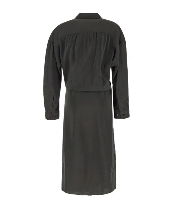 LEMAIRE Straight Collar Twisted Dress - Dark Espresso