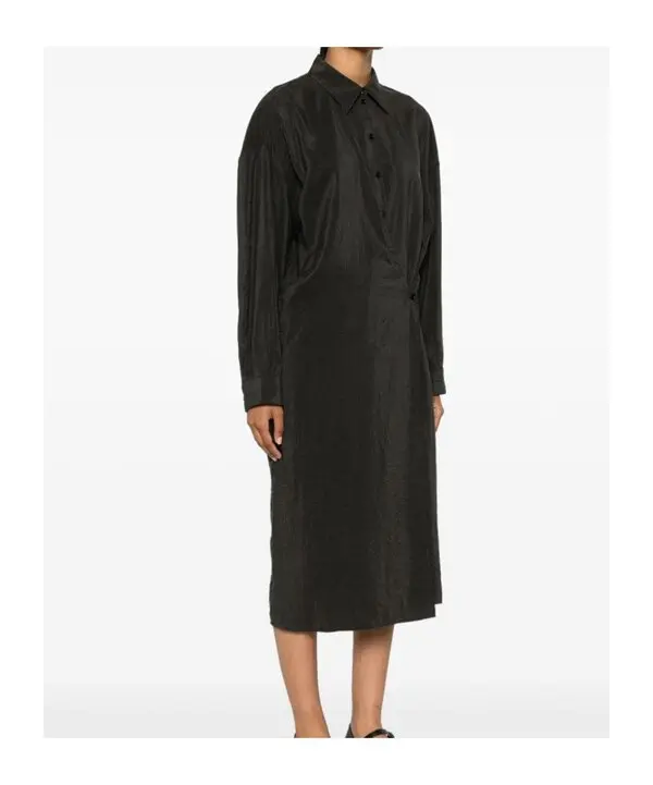 LEMAIRE Straight Collar Twisted Dress - Dark Espresso