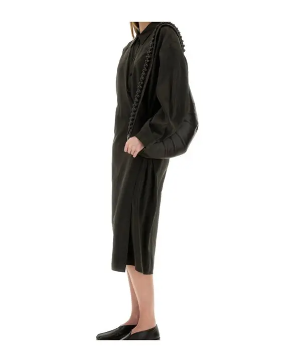 LEMAIRE Straight Collar Twisted Dress - Dark Espresso