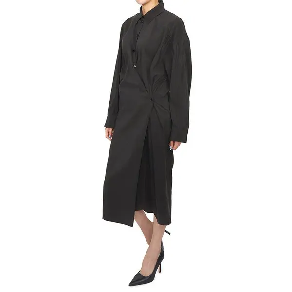 LEMAIRE Straight Collar Twisted Dress - Dark Espresso
