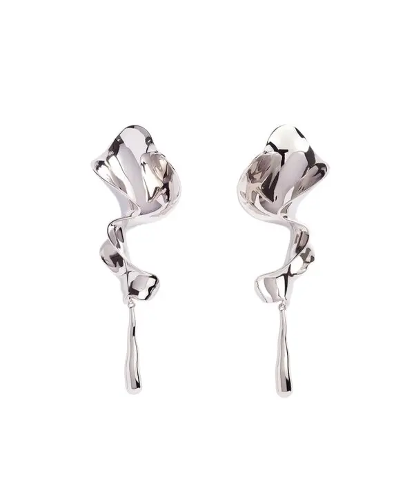 Khaite Carved Drop Earrings - Silver