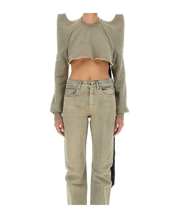 Rick Owens Cropped Tecsweat Sweatshirt - Nude