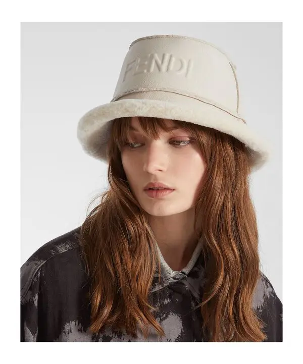 Fendi Embossed Shearling Bucket Hat
