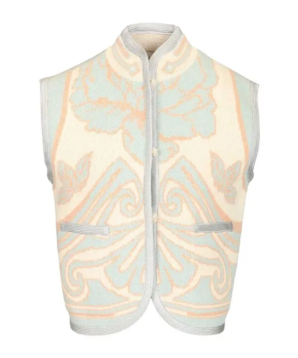 FORTE_FORTE Peonia My Love Jacquard Knitted Vest - Light Blue