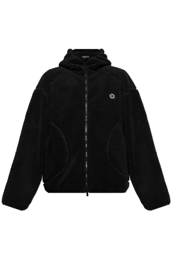 Kenzo Zip-up Hooded Fleece Jacket - Black