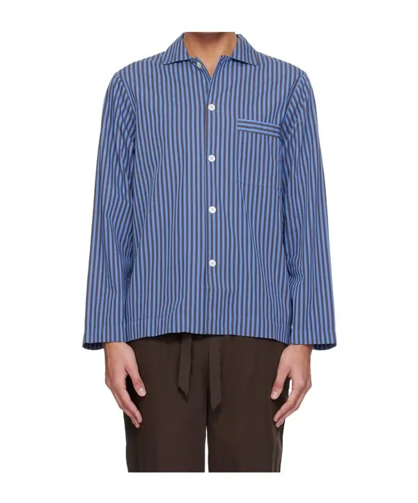 TEKLA Striped Pajama Shirt - Blue