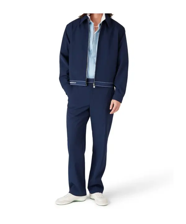 Casablanca Logo Trim Zip-up Jacket - Navy Blue