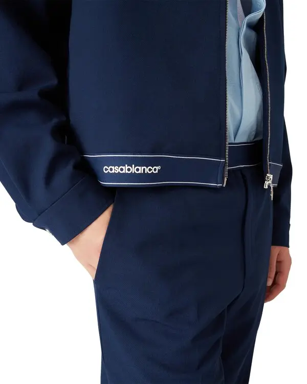 Casablanca Logo Trim Zip-up Jacket - Navy Blue