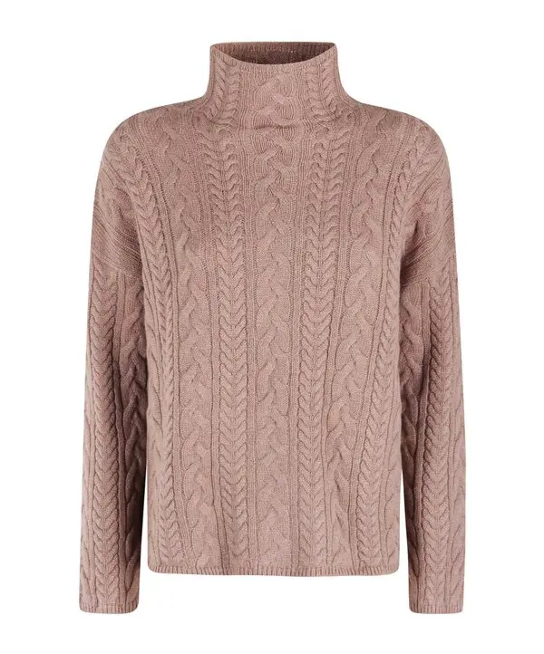 Max Mara Long-sleeved Knitted Shirt With High Neck - Camel