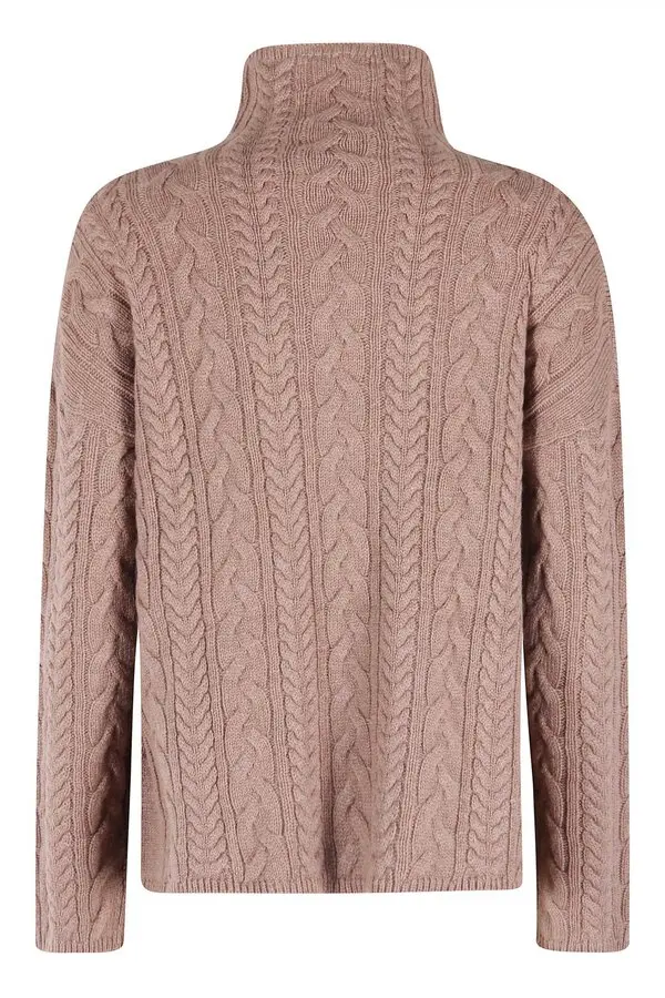 Max Mara Long-sleeved Knitted Shirt With High Neck - Camel