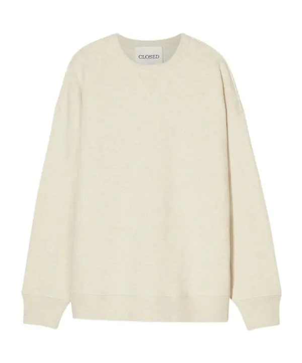 Closed V-neck Sweatshirt With Printed Back - White