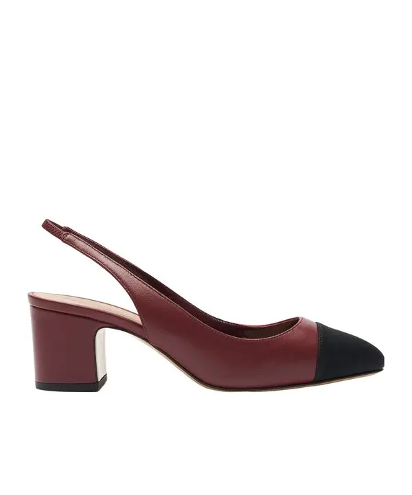 SCAROSSO Miranda Slingback Pumps With Block Heel - Burgundy Red