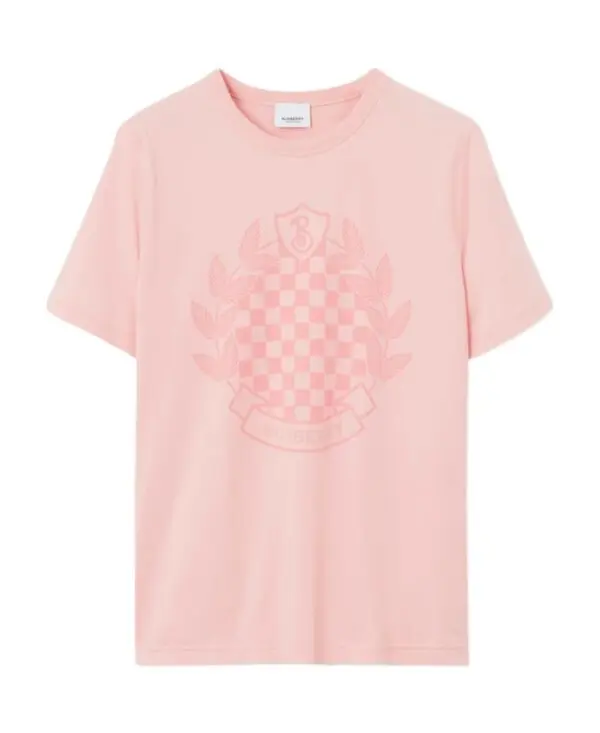 Burberry Printed Crest Cotton T-shirt - Pink
