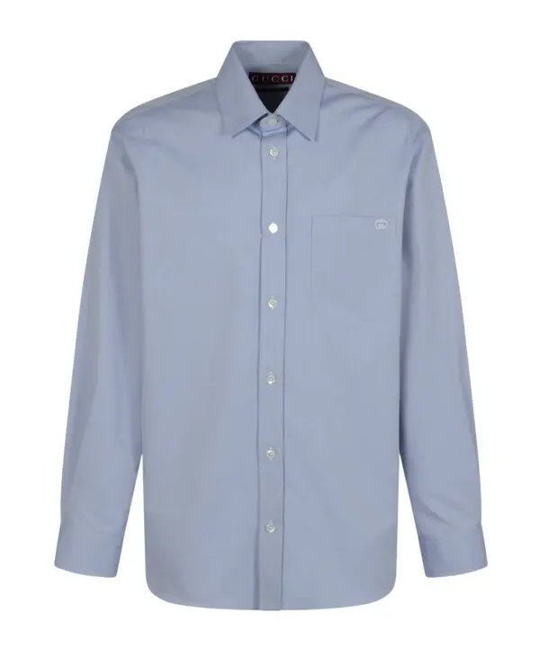 Gucci Gg Logo Long Sleeved Shirt - Blue