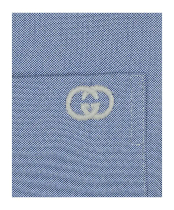 Gucci Gg Logo Long Sleeved Shirt - Blue
