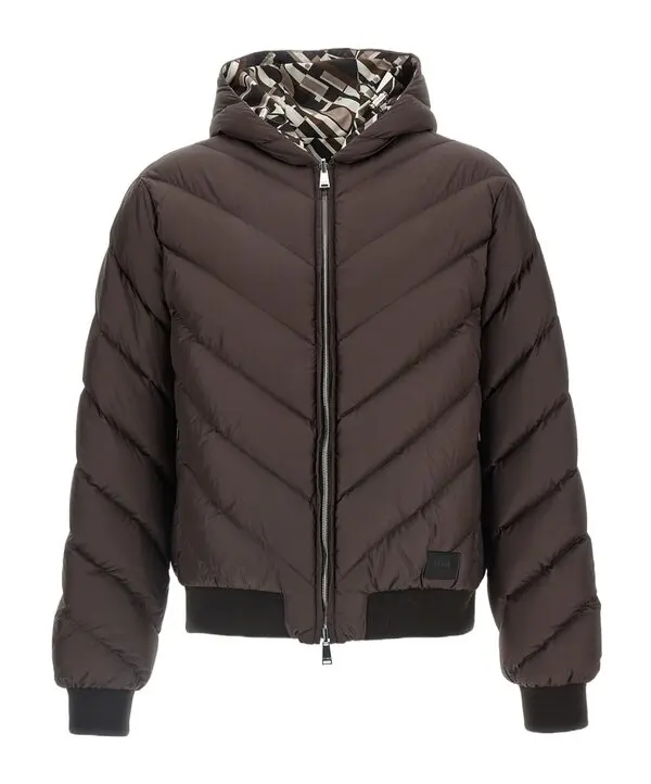 Fendi Quilted Hooded Reversible Down Jacket - Beige
