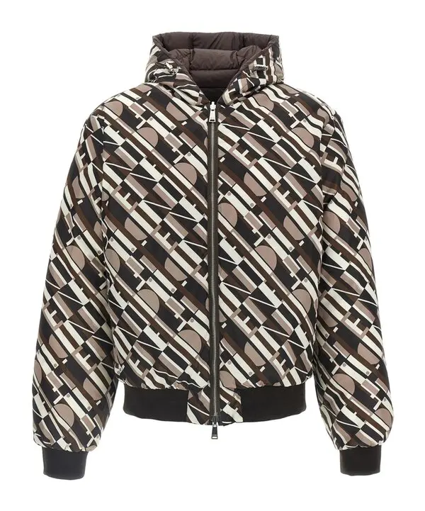 Fendi Quilted Hooded Reversible Down Jacket - Beige