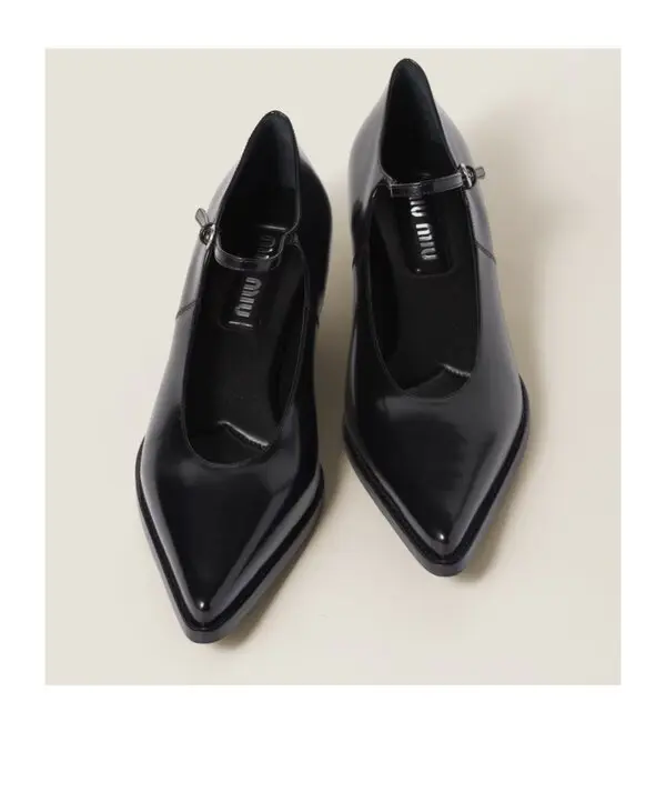 Miu Miu Buckled Pointed-toe Mary Jane Pumps