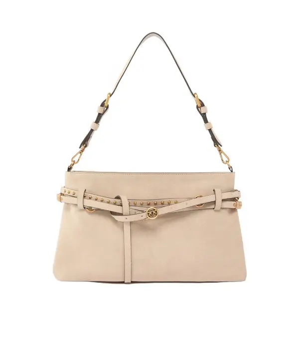 Pinko Logo Plaque Studded Shoulder Bag