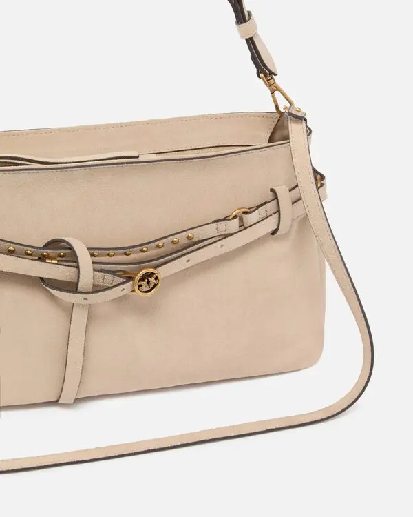 Pinko Logo Plaque Studded Shoulder Bag